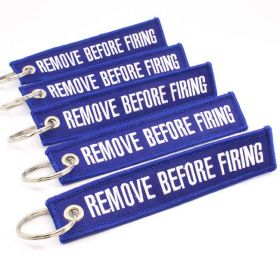 Remove Before Firing Keychain - Blue/White – Lucky 7 Racing Inc.